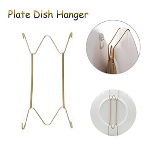 Plate Dish Hanger, Dismountable Decoration Crafts Dish Spring Holder, Fixed Art Wall Display Securing Clip Invisible Hook for Home Decor(6 inch)