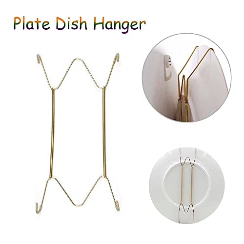 Plate Dish Hanger, Dismountable Decoration Crafts Dish Spring Holder, Fixed Art Wall Display Securing Clip Invisible Hook for Home Decor(6 inch)