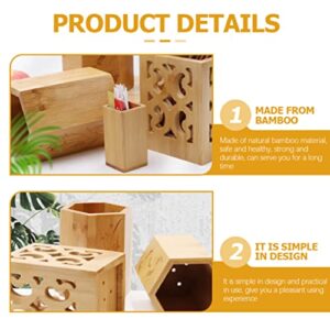 iplusmile Kitchen Utensil Holder Wood Kitchen Tool Holder for Countertop Table Chopstick Holder Cutlery Storage Organizer Spoon Chopsticks Basket Kitchen Organizer