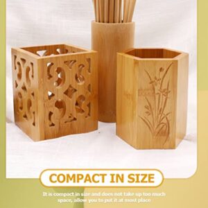 iplusmile Kitchen Utensil Holder Wood Kitchen Tool Holder for Countertop Table Chopstick Holder Cutlery Storage Organizer Spoon Chopsticks Basket Kitchen Organizer