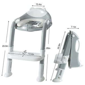 Fedicelly Potty Chair,Toddlers Potty Training Toilet Seat Boys Girls, Kids Potty Training Seat Step Stool Ladder(Gray/White)