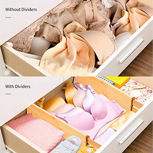 Utoplike 4 pcs Bamboo Kitchen Drawer Dividers 16.8-21.8IN) and Bamboo Expandable Kitchen Drawer Organizer, Adjustable Utensil Holder Set