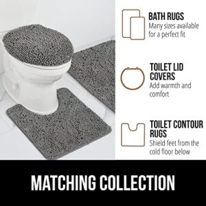 Gorilla Grip Bath Rug, Thick Soft Absorbent Chenille Rubber Backing Bathroom Rugs, Microfiber Dries Quickly, Shaggy Machine Washable Mats, Plush Durable Rug, Bathtub and Shower Floor, 24x17, Grey