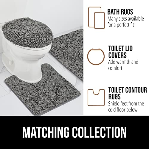 Gorilla Grip Bath Rug, Thick Soft Absorbent Chenille Rubber Backing Bathroom Rugs, Microfiber Dries Quickly, Shaggy Machine Washable Mats, Plush Durable Rug, Bathtub and Shower Floor, 24x17, Grey