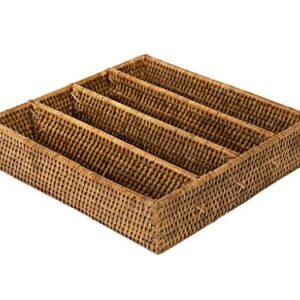 La Jolla Rattan Silverware Tray and Organizer, Honey Brown