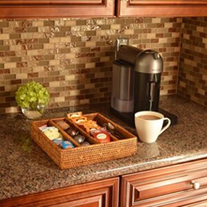 La Jolla Rattan Silverware Tray and Organizer, Honey Brown