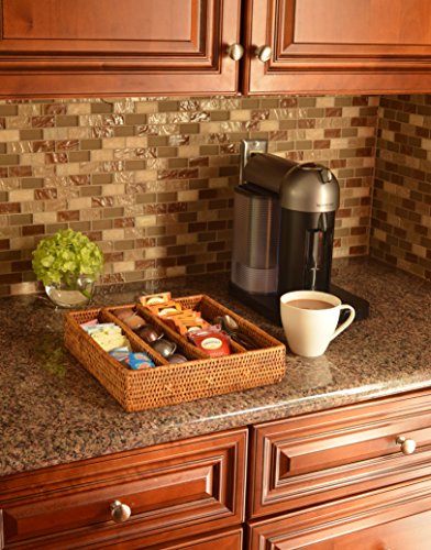 La Jolla Rattan Silverware Tray and Organizer, Honey Brown