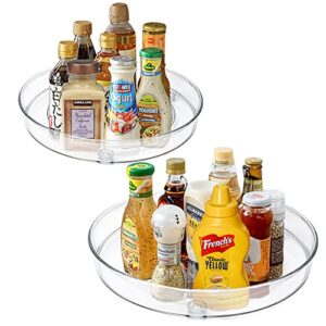 2 pack lazy susan organizer, 10.6″ clear lazy susan turntable for cabinet, plastic lazy susan cabinet organizer- kitchen pantry organization and storage