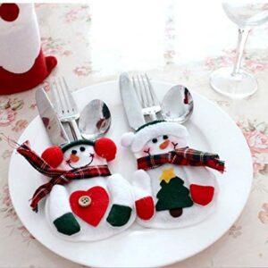 Warmstor 8 Pieces Christmas Cutlery Bag Cute Snowman Silverware Tableware Holder Knife Fork Bag Pouch Decor for Home Dinner Table, Festival Holiday Party, Christmas Tree Decoration