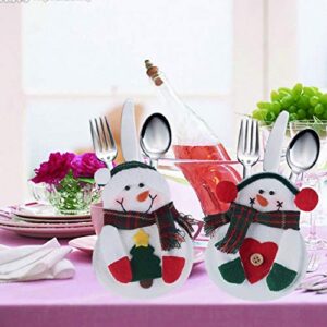 Warmstor 8 Pieces Christmas Cutlery Bag Cute Snowman Silverware Tableware Holder Knife Fork Bag Pouch Decor for Home Dinner Table, Festival Holiday Party, Christmas Tree Decoration