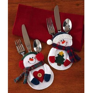 Warmstor 8 Pieces Christmas Cutlery Bag Cute Snowman Silverware Tableware Holder Knife Fork Bag Pouch Decor for Home Dinner Table, Festival Holiday Party, Christmas Tree Decoration