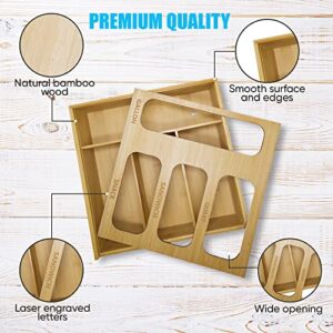 HAMMER CREATIONS Bamboo Wall Mount Zip Lock Sandwich Bag Organizer, Quart & Gallon Bags, Organize Drawer, Wood Variety Food Baggie Storage Dispenser Compatible with Ziploc, Solimo, Glad, Hefty Baggies