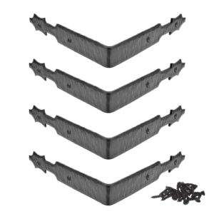 4 pack 6 inch metal corner protector – black – furniture corner hardware corner bracket metal embellishments for wood decorative metal trim the sinaloa series by borderland rustic hardware