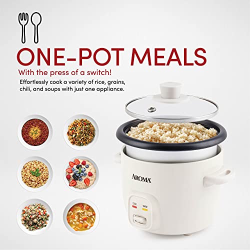 Aroma Housewares 4-Cups (Cooked) / 1Qt. Rice & Grain Cooker (ARC-302NG), White