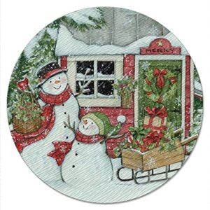 counterart snowman’s farmhouse 4mm heat tolerant tempered glass lazy susan turntable 13″ diameter cake plate condiment caddy pizza server