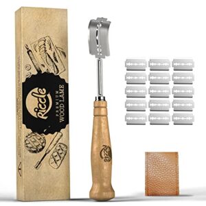 riccle bread lame slashing tool, dough scoring knife with 15 razor blades and storage cover