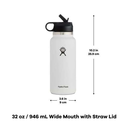 Hydro Flask 32 oz Wide Mouth Straw Lid White