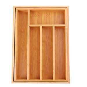 SANPON Bamboo Kitchen Drawer Organizer Expandable Silverware Tray for Drawer Utensil Tray Flatware Drawer Organizer 5-7 Slots