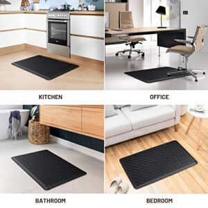 HappyTrends Kitchen Floor Mat Cushioned Anti-Fatigue Kitchen Rug,17.3"x28",Thick Waterproof Non-Slip Kitchen Mats and Rugs Heavy Duty Ergonomic Comfort Rug for Kitchen,Floor,Office,Sink,Laundry,Black