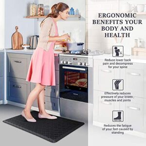 HappyTrends Kitchen Floor Mat Cushioned Anti-Fatigue Kitchen Rug,17.3"x28",Thick Waterproof Non-Slip Kitchen Mats and Rugs Heavy Duty Ergonomic Comfort Rug for Kitchen,Floor,Office,Sink,Laundry,Black