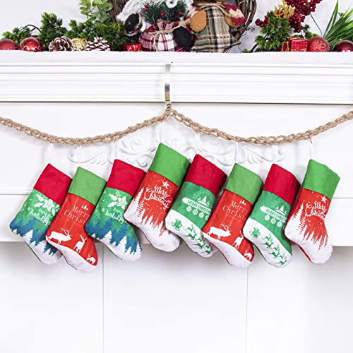 8 Pack Mini Christmas Stockings Dinner Table Decorations Snowflake Tableware Holder Socks Decorations Knife Spoon Fork Bag for Xmas Party Dinner Table Supplies