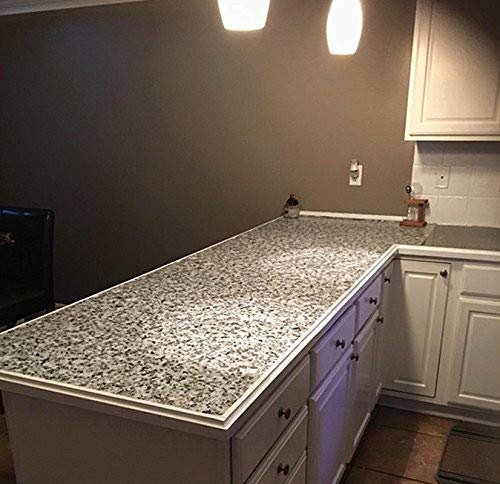 Simplemuji Light White Granite Look Terrazzo Film Vinyl Self Adhesive Kitchen Countertop Peel Stick Wallpaper Decal 17.7''x118''