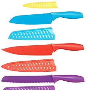 Amazon Basics 12-Piece Color-Coded Kitchen Knife Set, 6 Knives with 6 Blade Guards