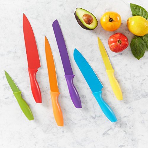 Amazon Basics 12-Piece Color-Coded Kitchen Knife Set, 6 Knives with 6 Blade Guards