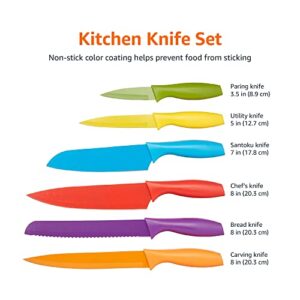 Amazon Basics 12-Piece Color-Coded Kitchen Knife Set, 6 Knives with 6 Blade Guards