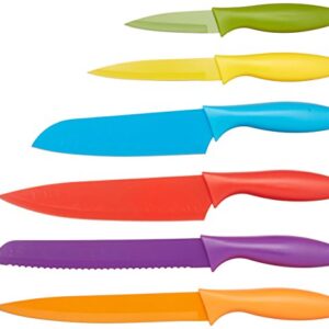 Amazon Basics 12-Piece Color-Coded Kitchen Knife Set, 6 Knives with 6 Blade Guards