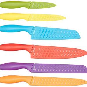 Amazon Basics 12-Piece Color-Coded Kitchen Knife Set, 6 Knives with 6 Blade Guards