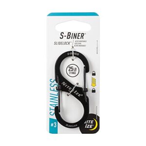 nite ize lsb3-01-r6 s-biner slidelock dual locking carabiner, size #3, stainless