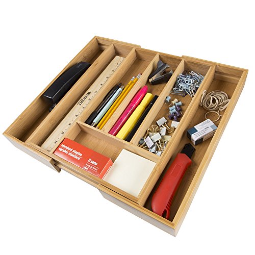 Bamboo Expandable Utensil Drawer Organizer – Flatware, Utensil, Cutlery Kitchen Divider by Lavish Home (Also for Desk and Office)