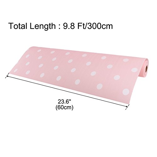 uxcell Non Adhesive Kitchen Table Cabinet Shelf Paper Drawer Liner Mat Lining Pad, 11.8 Inch x 9.8 Ft, Pink Dot Pattern