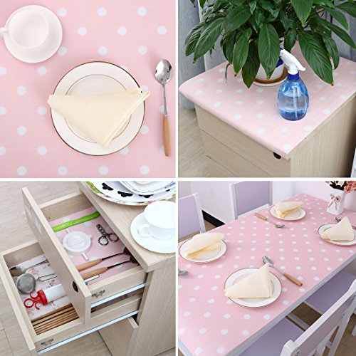 uxcell Non Adhesive Kitchen Table Cabinet Shelf Paper Drawer Liner Mat Lining Pad, 11.8 Inch x 9.8 Ft, Pink Dot Pattern