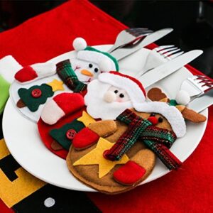 Coming 12 Sets Kitchen Cutlery Suit Silverware Holders Pockets Knifes Forks Bag Snowman Shaped Christmas Party Decoration Christmas Bags for Knife and Fork Christmas Decorations