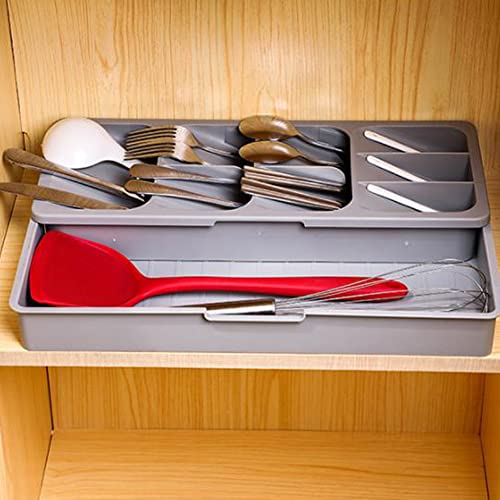 kerm Expandable Kitchen Drawer Organizer Adjustable Utensils Silverware Tray for Cuttlery Organization Spoon Knife and Fork Partition Storage Holding Flatware