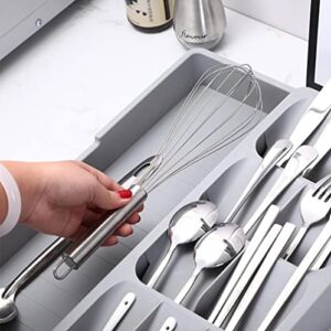 kerm Expandable Kitchen Drawer Organizer Adjustable Utensils Silverware Tray for Cuttlery Organization Spoon Knife and Fork Partition Storage Holding Flatware