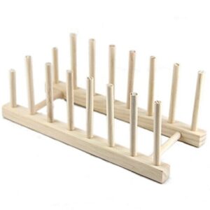 whitelotous multi-purpose wooden plate rack wood stand display holder lid organizer rack