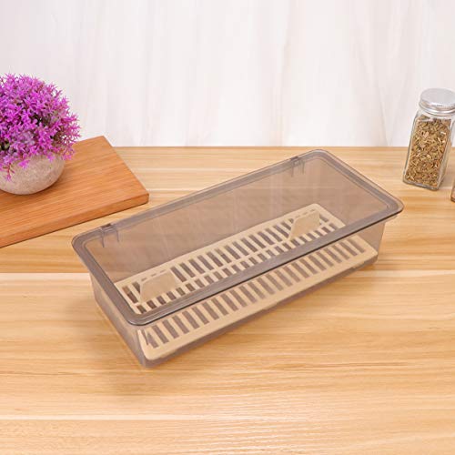 Cabilock Utensil Organizer for Kitchen Drawers Kitchen Cutlery Tray Chopsticks Dryging Rack Kitchen Drawer Organizer with Lid and Drainer Plastic Utensil Storage Container with Cover (Black) Flatware Organizer