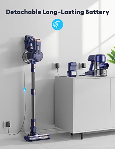 Voweek Cordless Vacuum Cleaner, 6 in 1 Lightweight Stick Vacuum Cleaner with 3 Power Modes, LED Display, Powerful Stick Vacuum Up to 45min Runtime, Vacuum Cleaner for Hardwood Floor Pet Hair Home Car