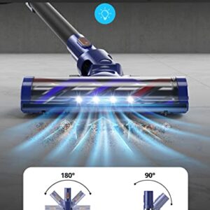 Voweek Cordless Vacuum Cleaner, 6 in 1 Lightweight Stick Vacuum Cleaner with 3 Power Modes, LED Display, Powerful Stick Vacuum Up to 45min Runtime, Vacuum Cleaner for Hardwood Floor Pet Hair Home Car