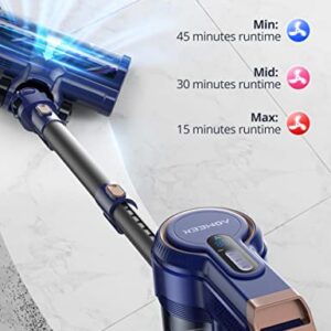 Voweek Cordless Vacuum Cleaner, 6 in 1 Lightweight Stick Vacuum Cleaner with 3 Power Modes, LED Display, Powerful Stick Vacuum Up to 45min Runtime, Vacuum Cleaner for Hardwood Floor Pet Hair Home Car