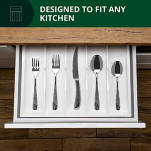 ROYAL CRAFT WOOD White Expandable Utensil Drawer Organizer and Basic Silverware Drawer Organizer