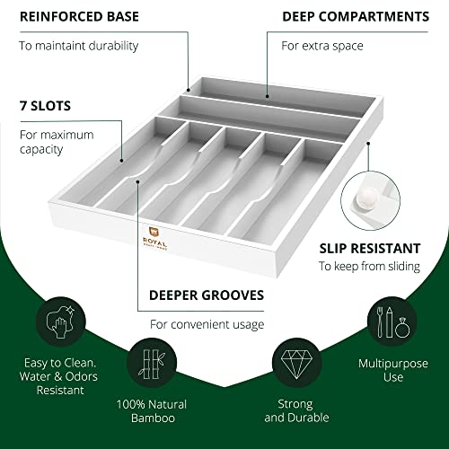 ROYAL CRAFT WOOD White Expandable Utensil Drawer Organizer and Basic Silverware Drawer Organizer