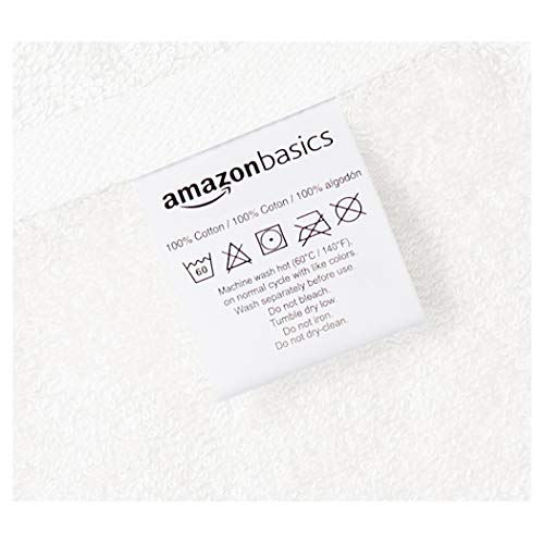 Amazon Basics Cotton Hand Towel - 12-Pack, White