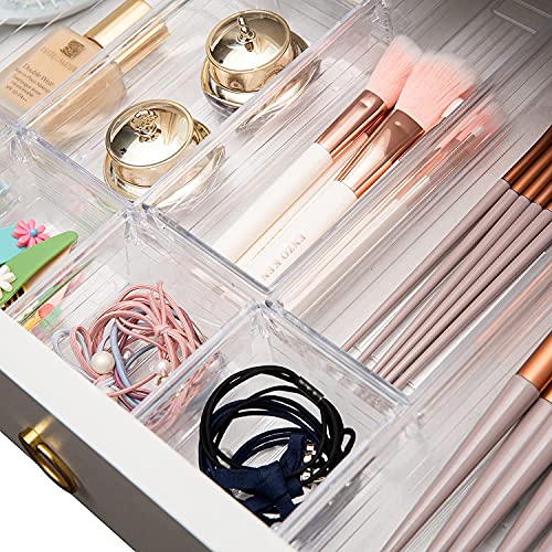 15 PCS Clear Plastic Drawer Organizer Tray for Makeup, Kitchen Utensils, Jewelries, and Gadgets