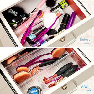 15 PCS Clear Plastic Drawer Organizer Tray for Makeup, Kitchen Utensils, Jewelries, and Gadgets