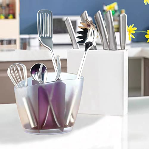 Gttyowyin Plastic Cutlery Storage Organizer Caddy- RV Utensil Caddy, Silverware,3 Compartments, Organizes Forks, Knives, Spoons, Indoor/Outdoor Use, Clear