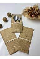 meditroia (Troia Textil(12,Pieces) Burlap Cutlery Holders Lace Utensil Pouch Knifes Forks Bag for Vintage Natural Wedding (4x8inch)